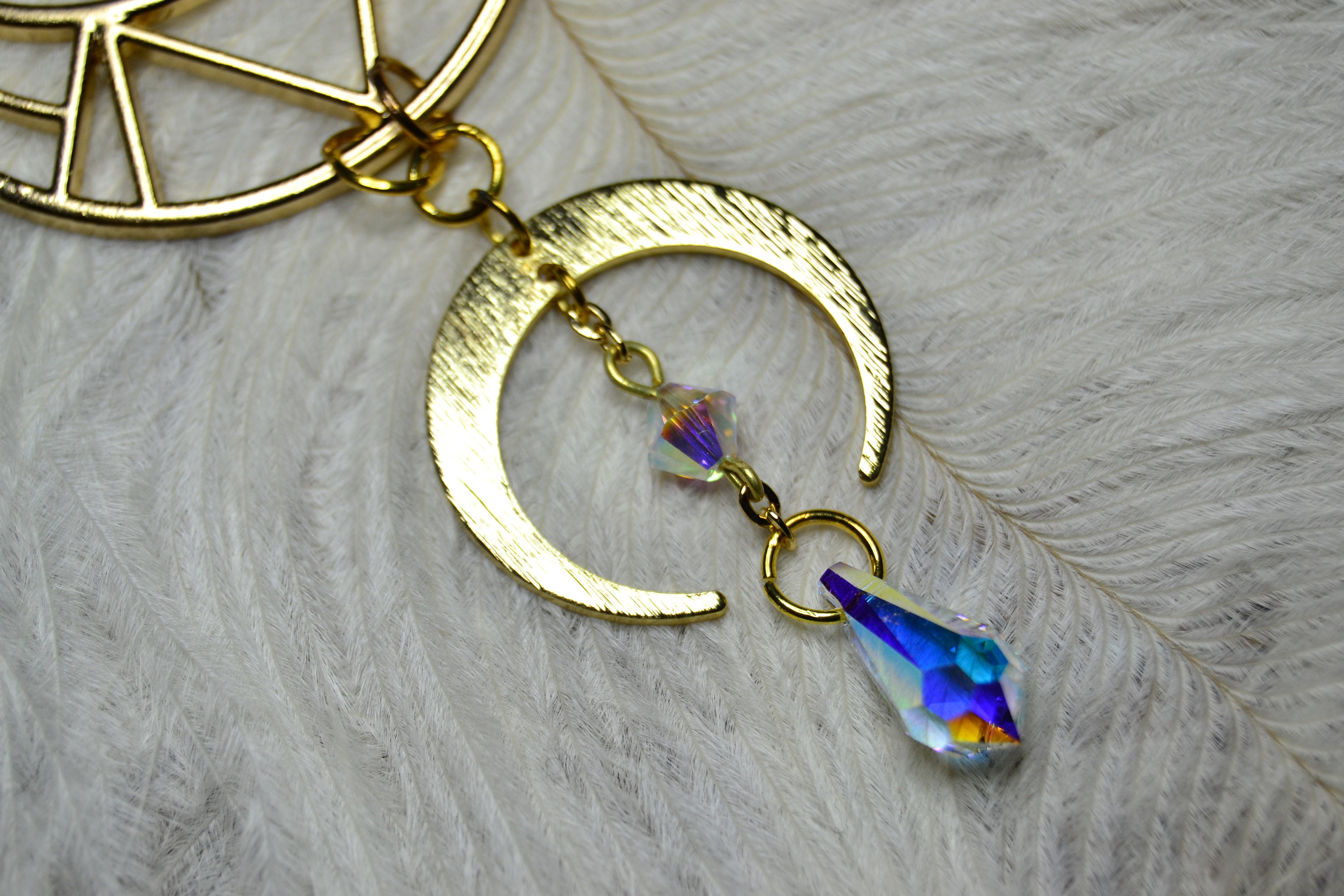 Gold Moon Hair Clip, Celestial Moon Clip, Crystal Moon Hair Clip, AB ...