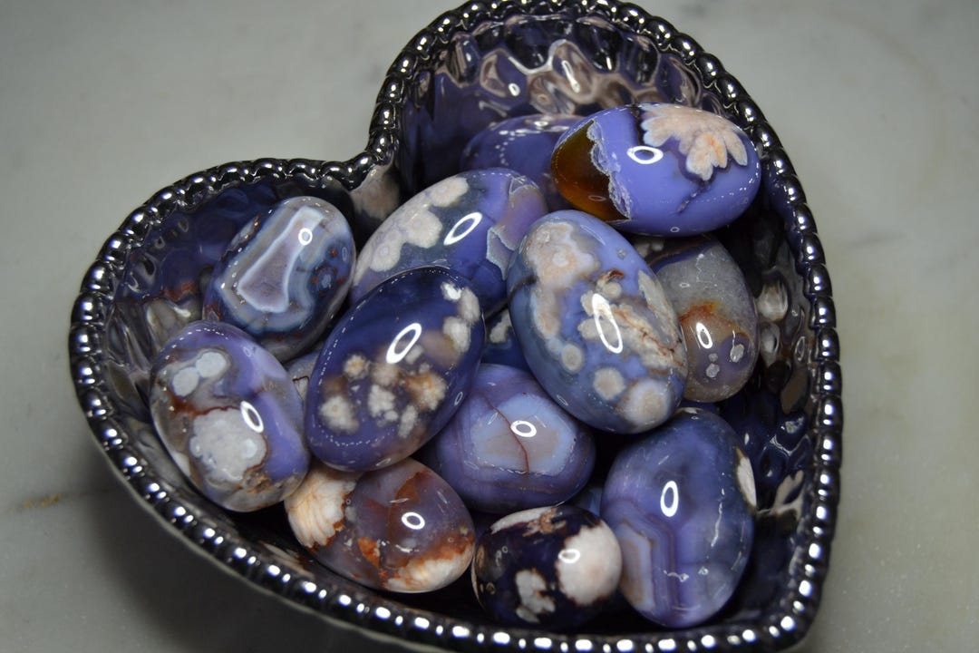 Blue Flower Agate Tumble Stone, High Quality, Blue Flower Agate Tumbles ...