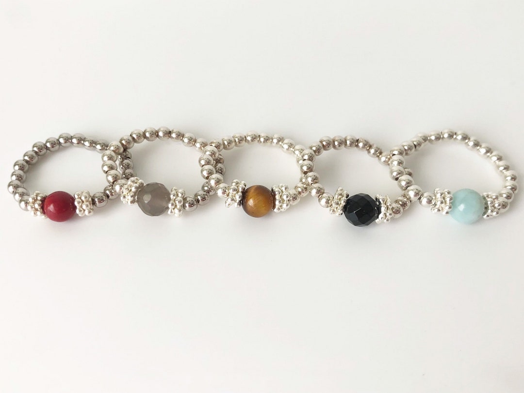 Pearl Ring 925 Silver With Gemstones Elastic Real Silver - Etsy