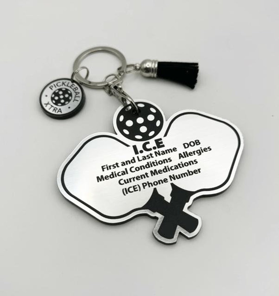 In Case of Emergency Pickleball Keychain - Alert ID - Medical IC ...