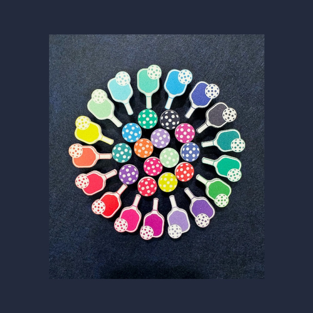 Pickleball Thumbtacks, Pickleball Paddle Pushpins, Rainbow Drawing Pins ...