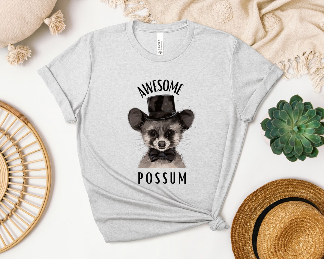 Cool Possum Graphic Tee, Top Hat and Bow Tie Design Fun Animal T-shirt ...