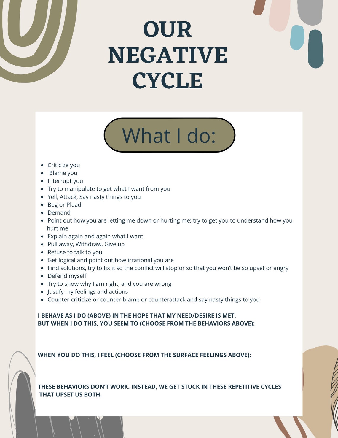 Emotionally Focused Therapy Our Negative Cycle Couples Counseling ...