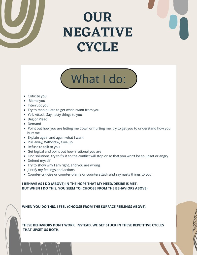 Emotionally Focused Therapy Our Negative Cycle Couples Counseling ...
