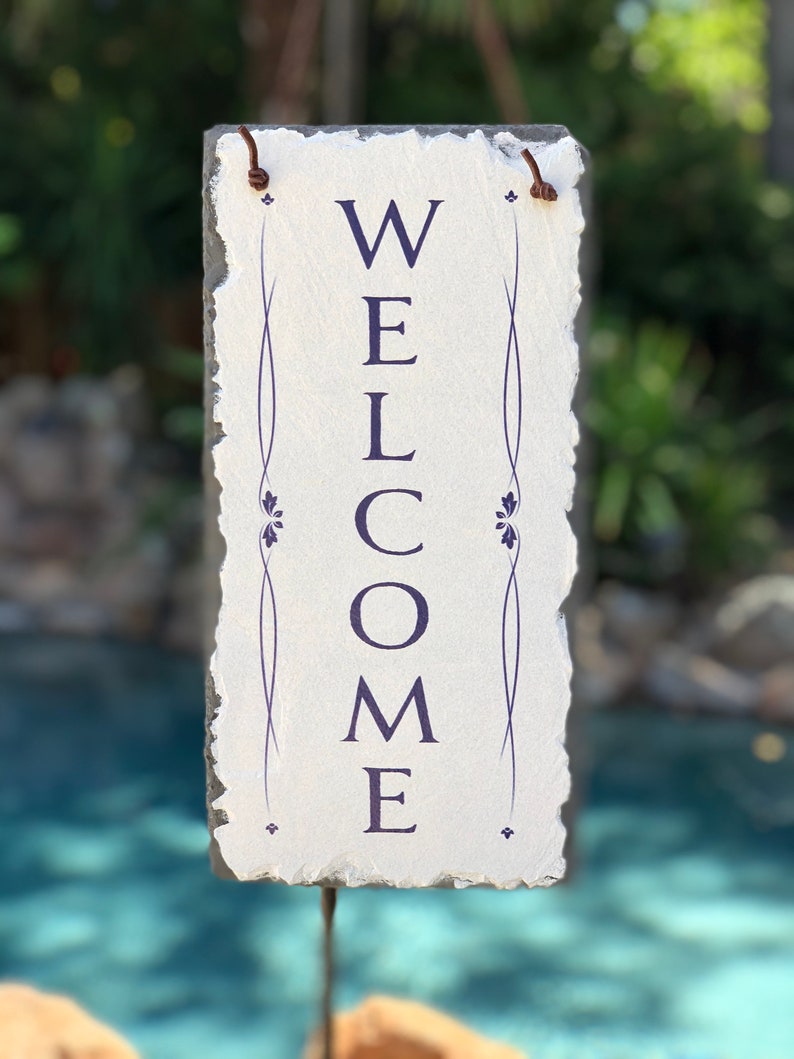 Outdoor Welcome Sign Slate Welcome Sign Outdoor Sign | Etsy