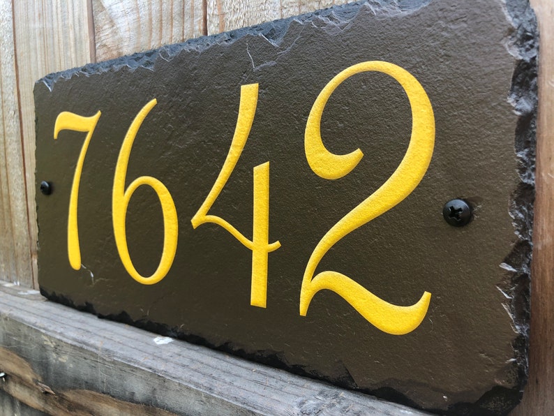 Customizable Slate Home Address House Number Sign Gold or | Etsy