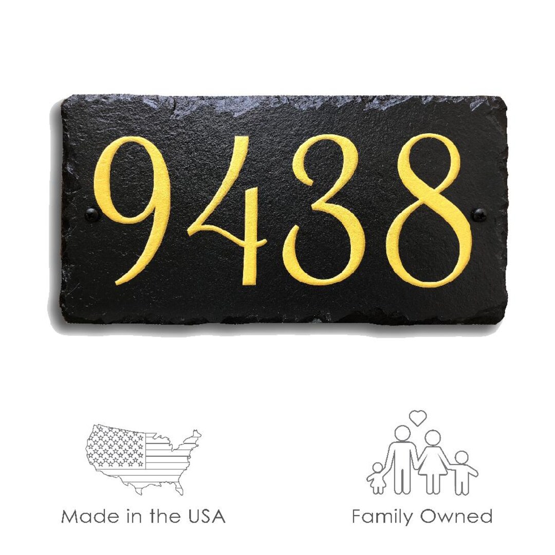 Custom Slate House Number Sign – Embossed Gold or Silver, Handmade - Etsy