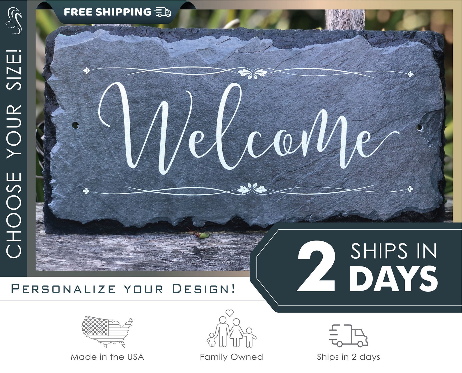 Outdoor Welcome Sign Slate Welcome Sign Outdoor Sign - Etsy