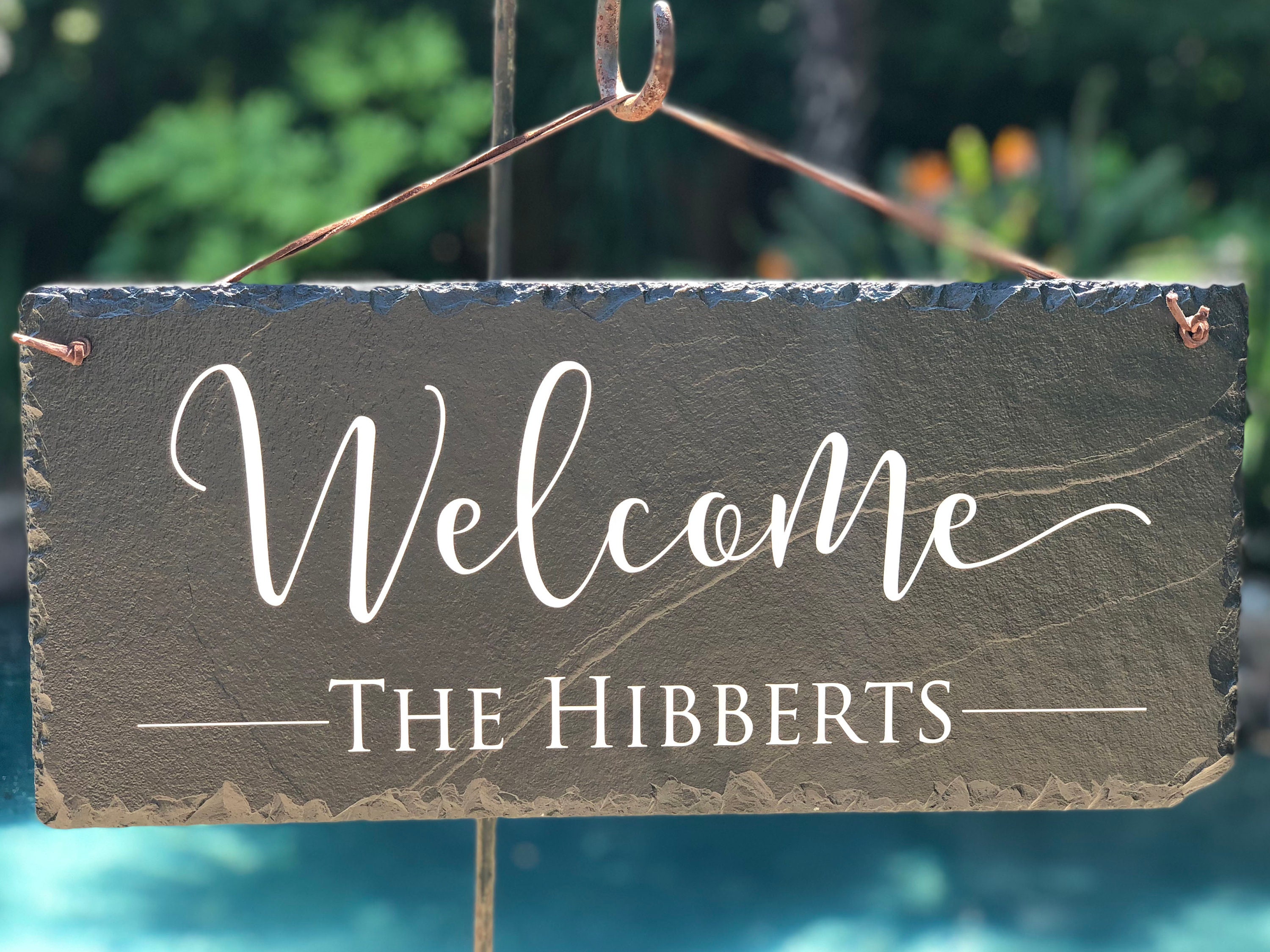 Outdoor Welcome Sign Slate Welcome Sign Custom Name Plaque - Etsy