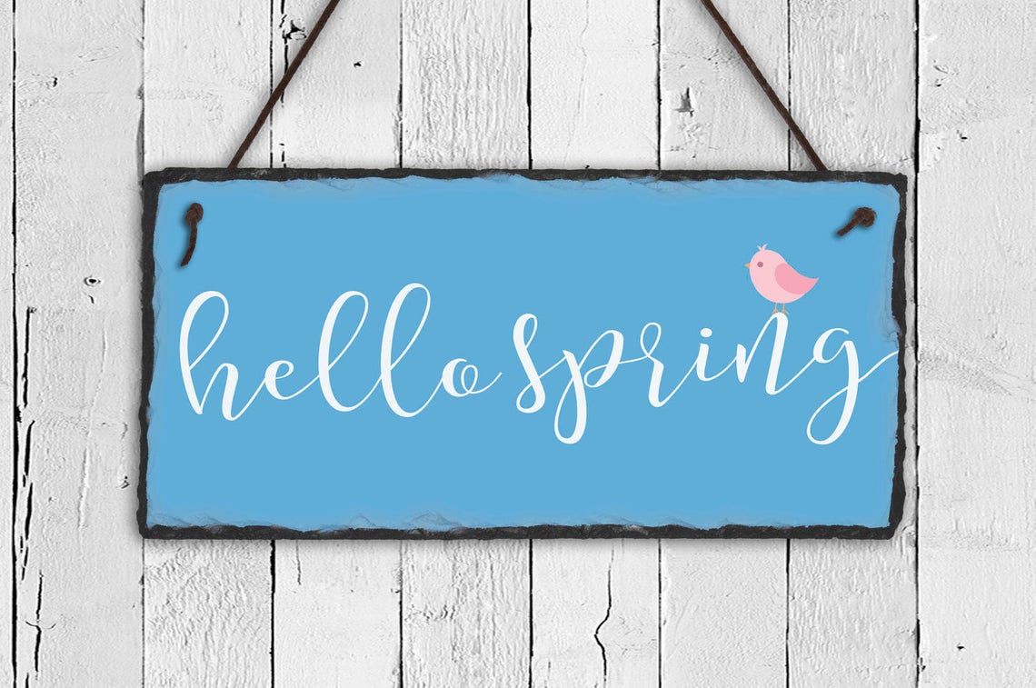 Spring Sign Spring Plaque Easter Plaque Hello Spring - Etsy