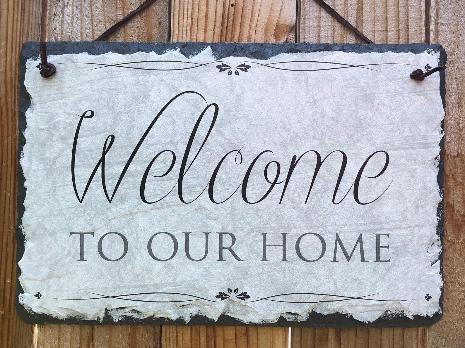 Handcrafted Slate Welcome Sign, Custom Home Name Plaque - Etsy
