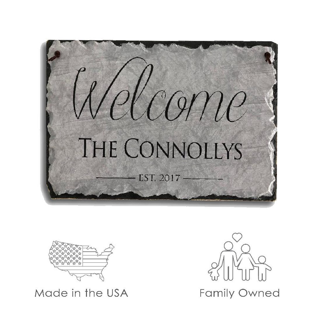 Personalized Slate Welcome Sign, Family Name Address Plaque - Etsy