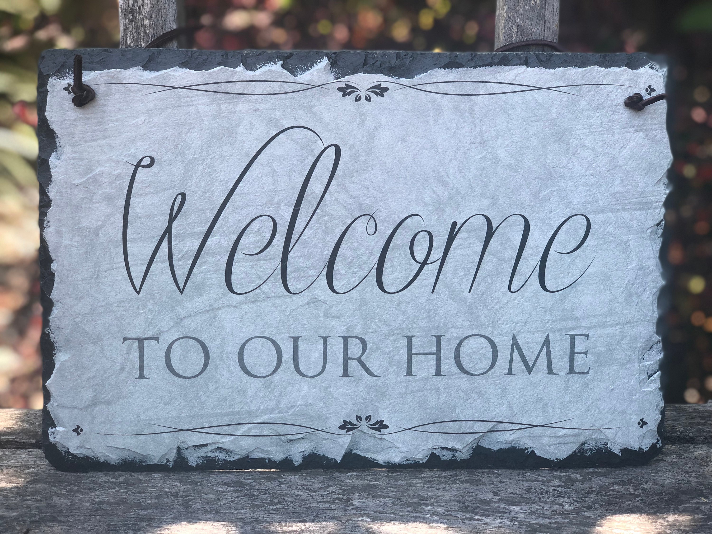 Handcrafted Slate Welcome Sign, Custom Home Name Plaque - Etsy