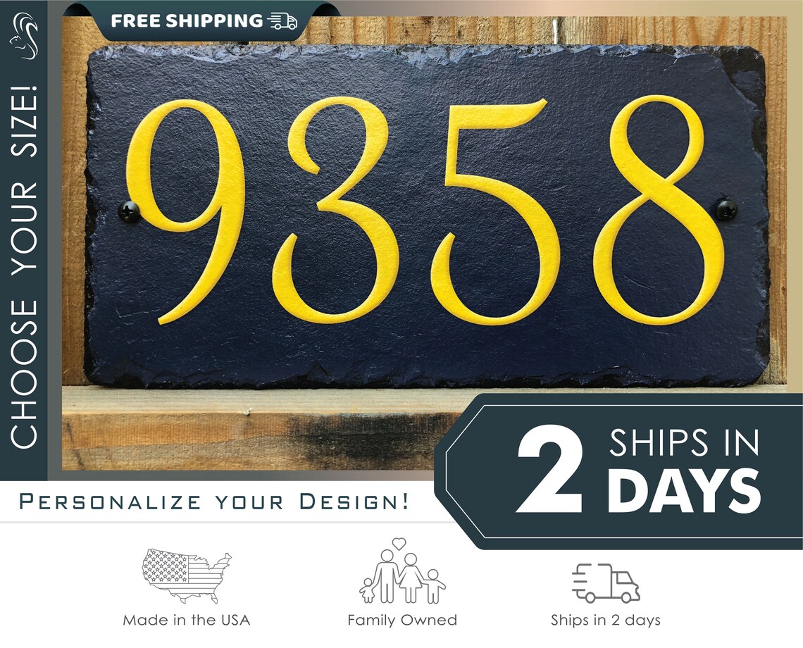 Customizable Slate Home Address House Number Sign Gold or - Etsy