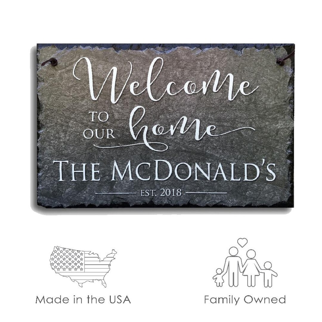 Personalized Slate Welcome Sign, Weatherproof Outdoor Family Name ...