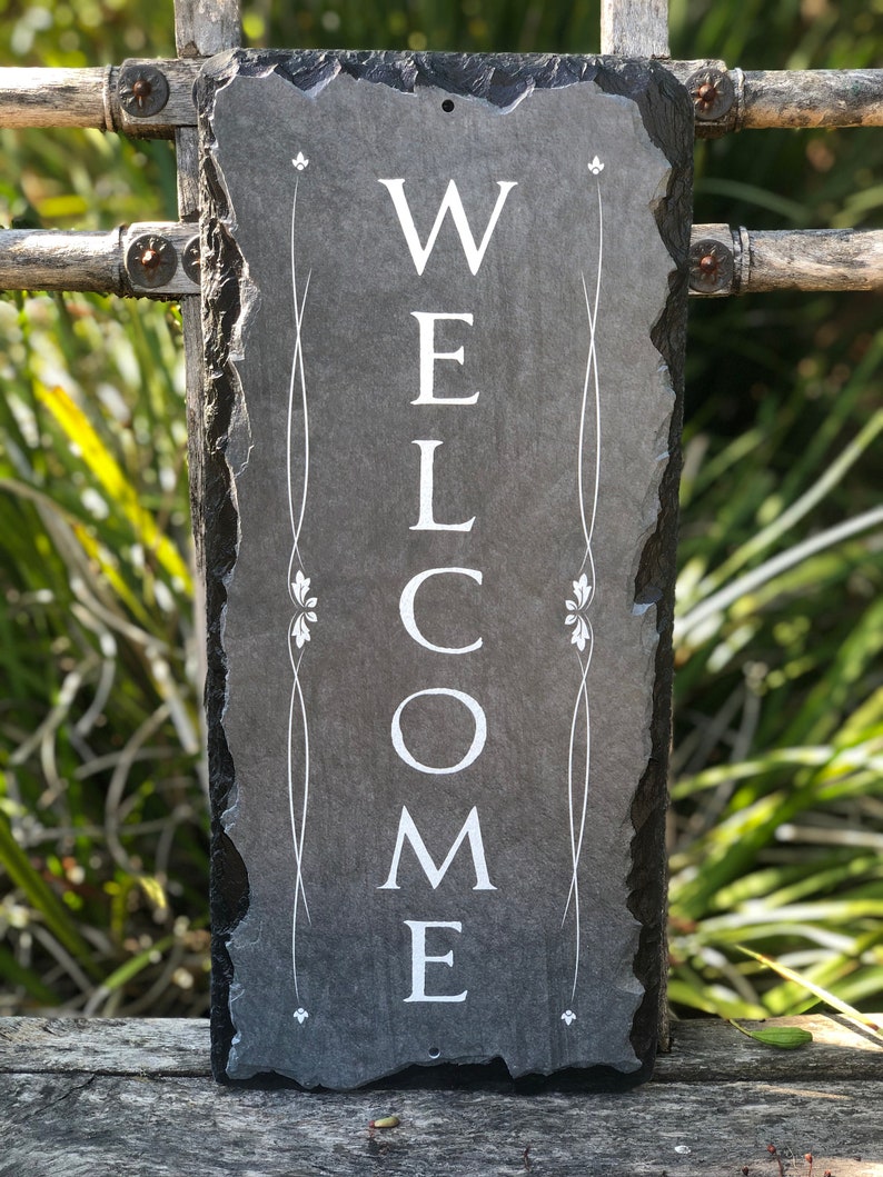 Outdoor Welcome Sign Slate Welcome Sign Outdoor Sign - Etsy