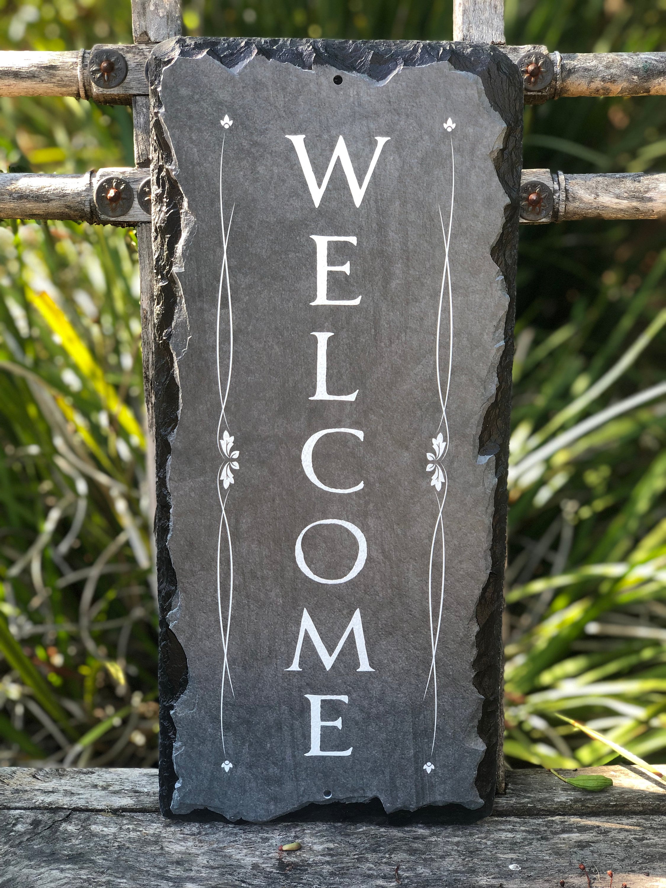 Outdoor Welcome Sign Slate Welcome Sign Outdoor Sign | Etsy