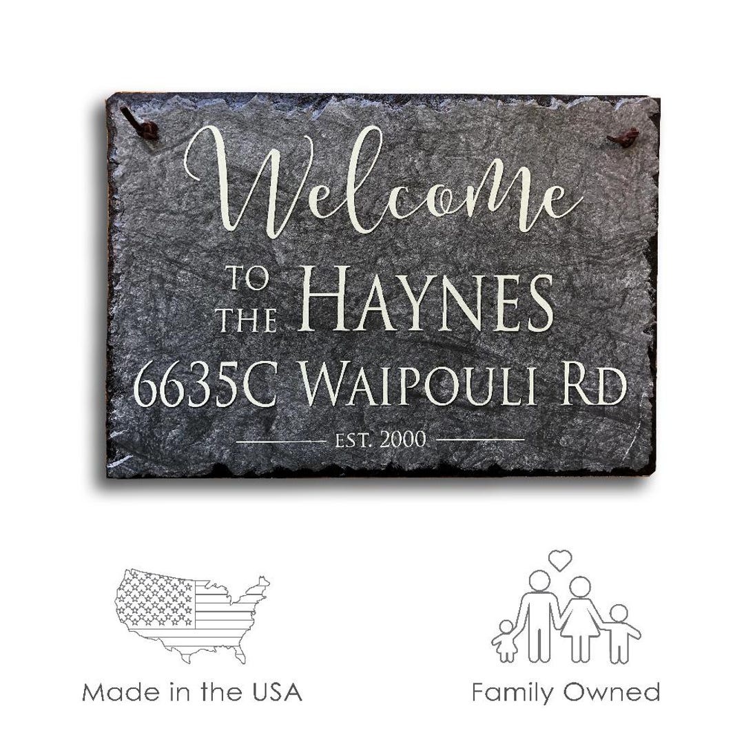 Outdoor Welcome Sign! Slate Family Sign, Address Plaque, Family Name ...