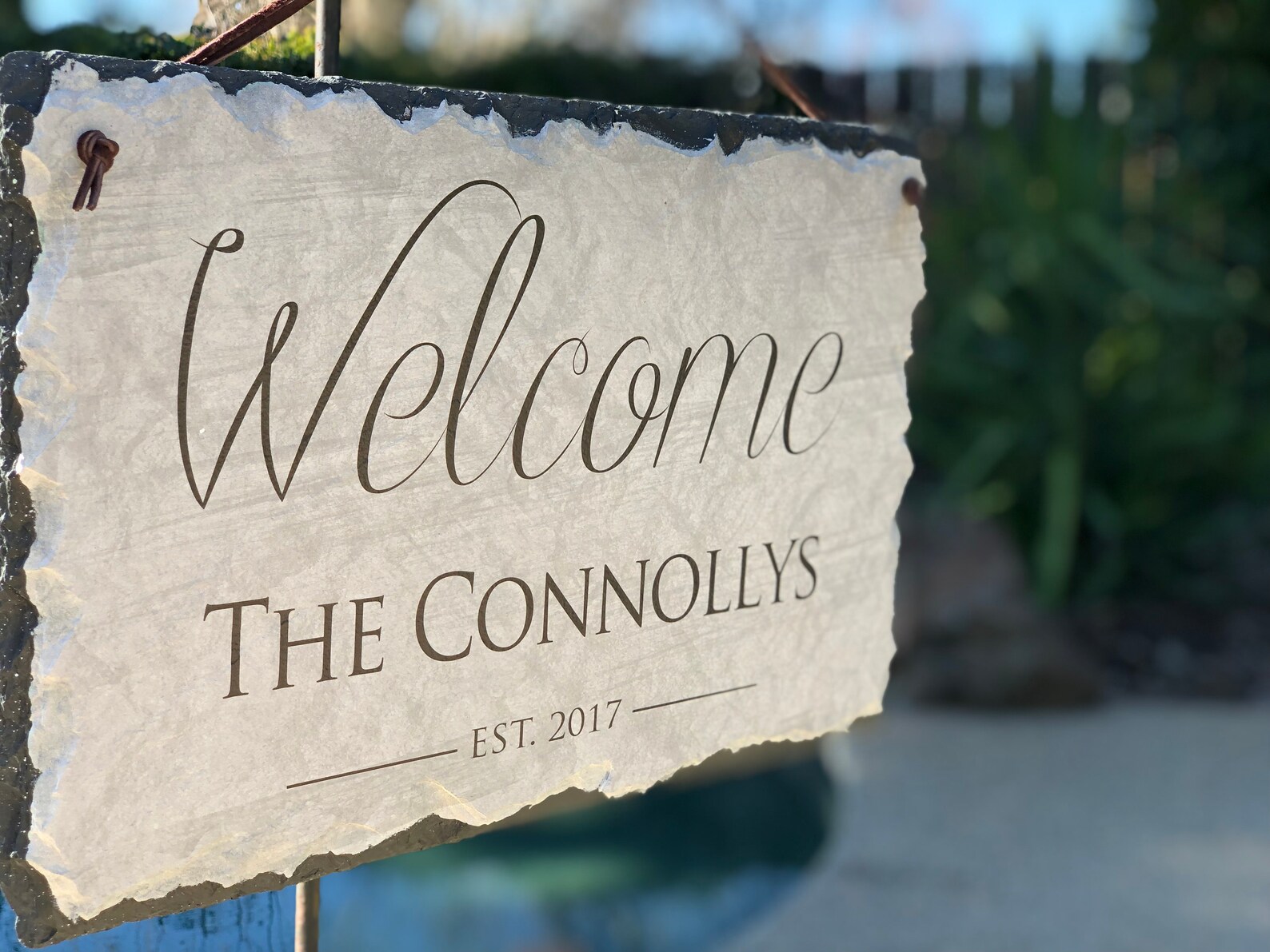 Outdoor Welcome Sign Slate Family Sign Address Plaque | Etsy