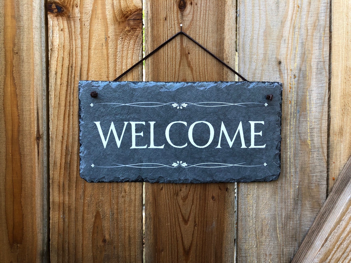 Outdoor Welcome Sign Slate Welcome Sign Outdoor Sign - Etsy