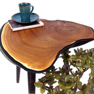 Wild Olive Wood Slab Side Table Small Personalized Live Edge Hardwood ...