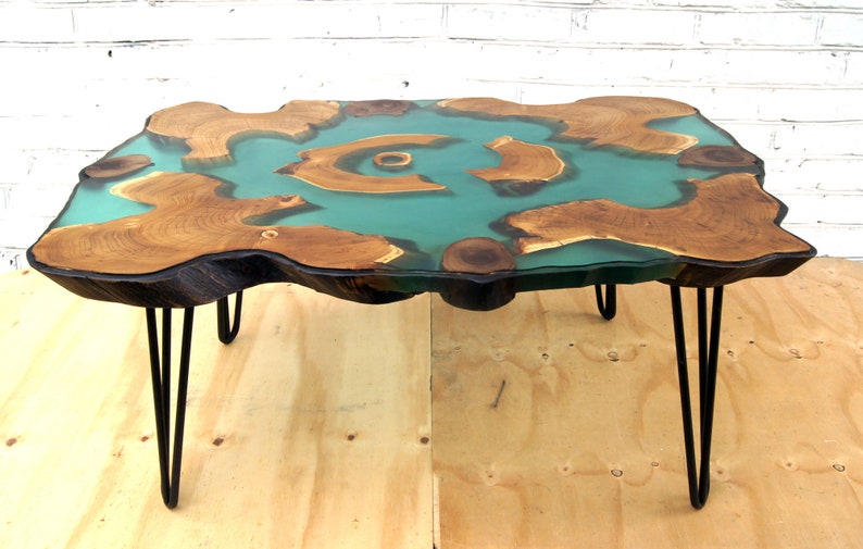 Live Edge Wood Slab Dining Table Epoxy Resin Dining Table | Etsy