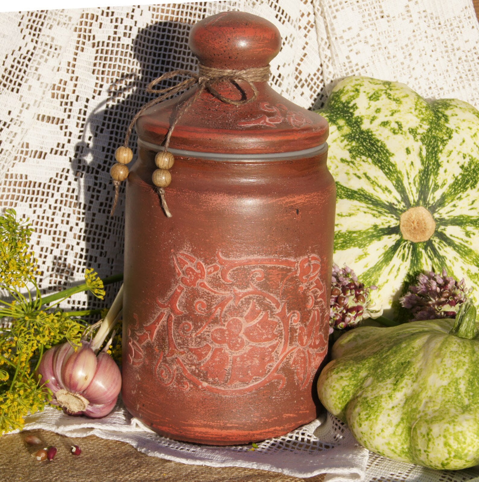 Set of 3 Glass Kitchen Canisters Rustic Canisters Set French Country ...