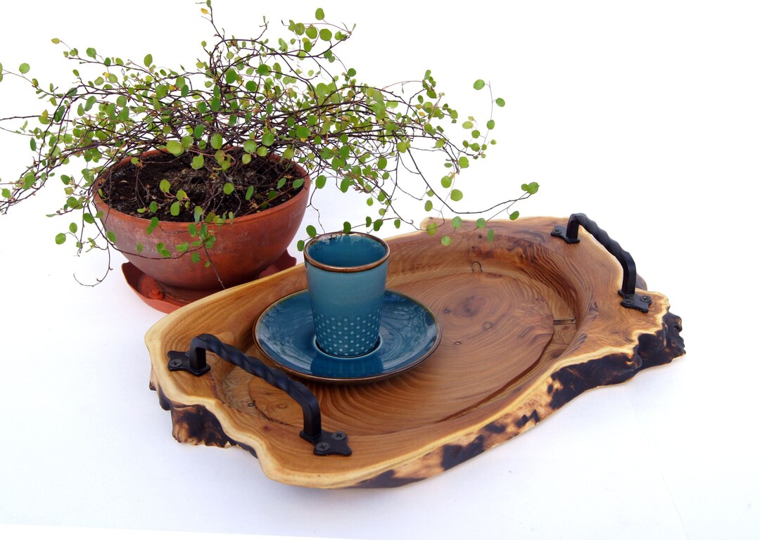 Wooden Serving Tray With Metal Handles, Personalized Decorative Tray ...