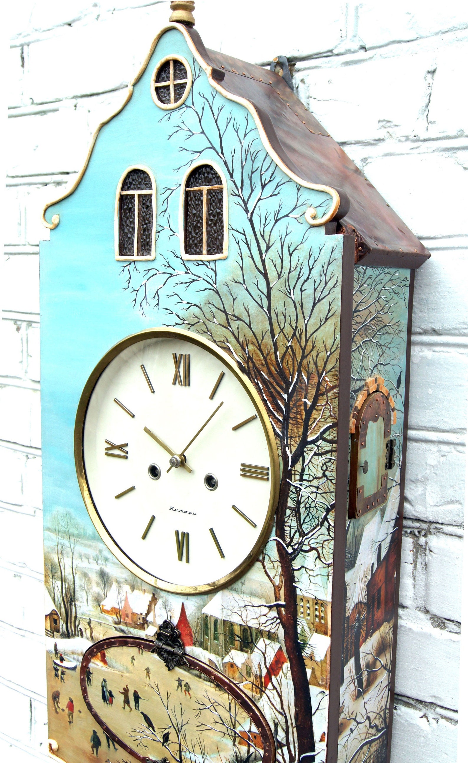 Large Pendulum Chime Wall Clock, Vintage Russian Soviet Mantel Clock ...