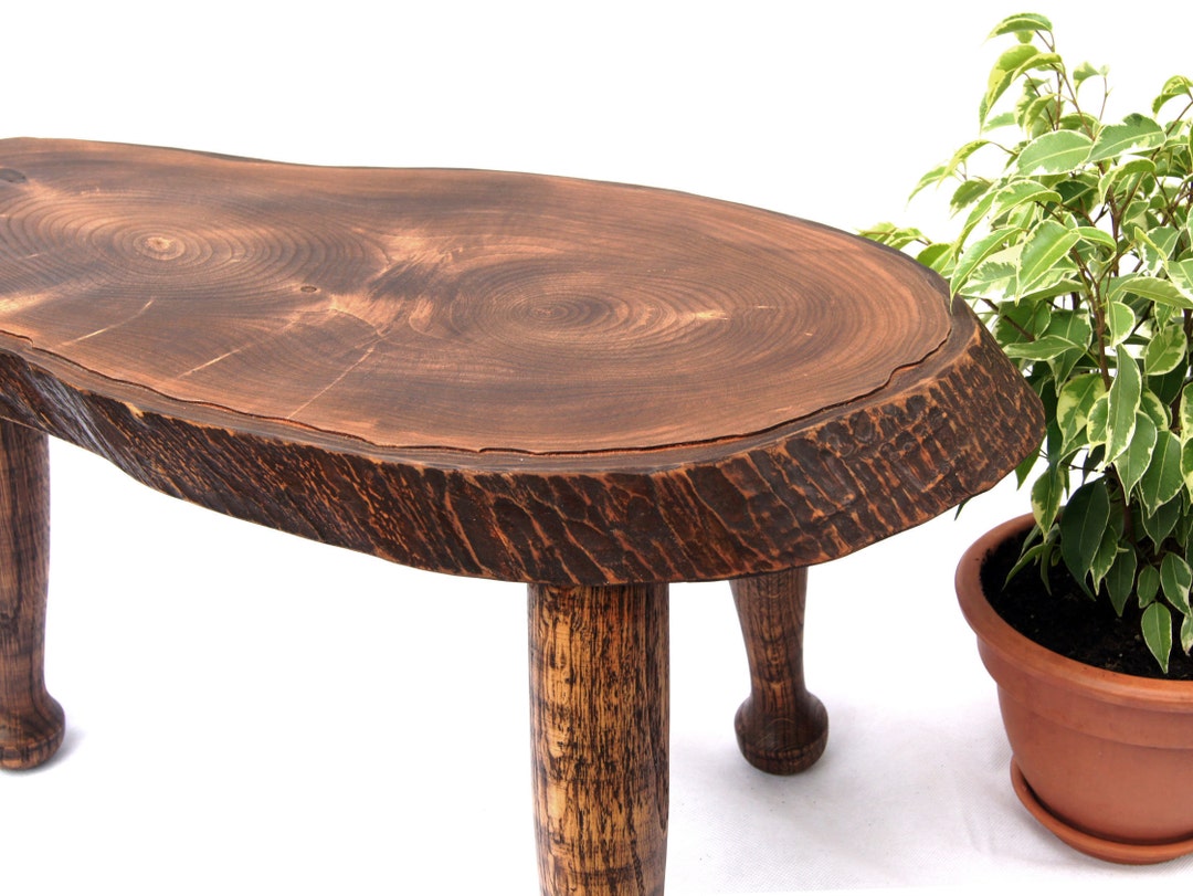 Large Live Edge Wood Slab Plant Stand Indoor Wooden Planter - Etsy