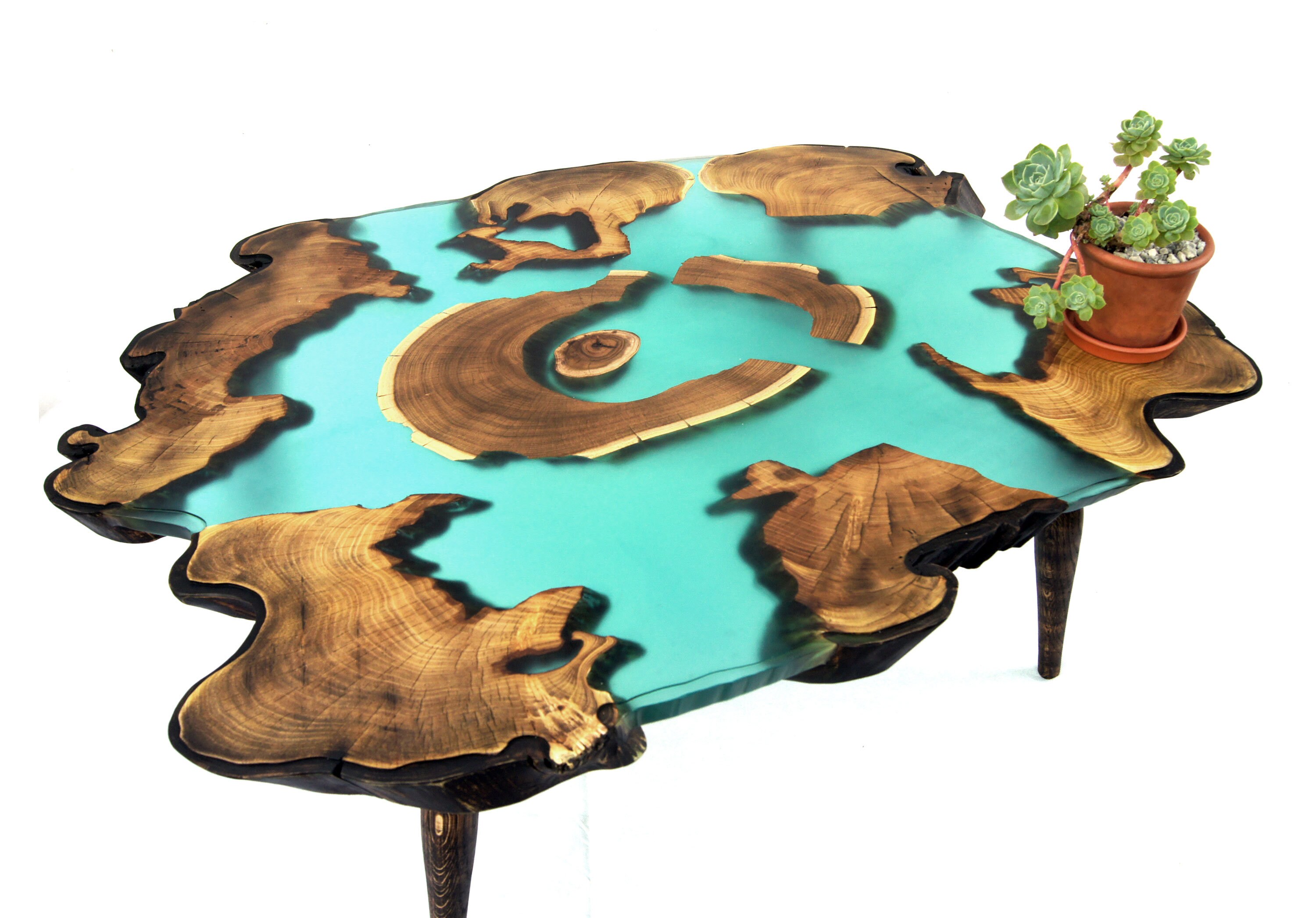 Live edge wood slab dining table Epoxy resin dining table | Etsy
