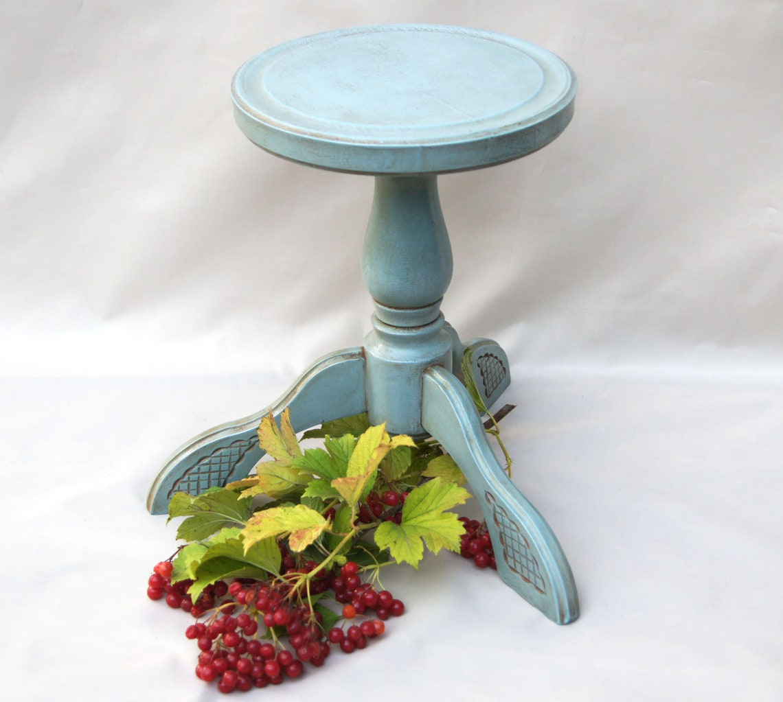 Wooden Plant Stand Indoor Pedestal Fern Stand Turquoise Wood - Etsy