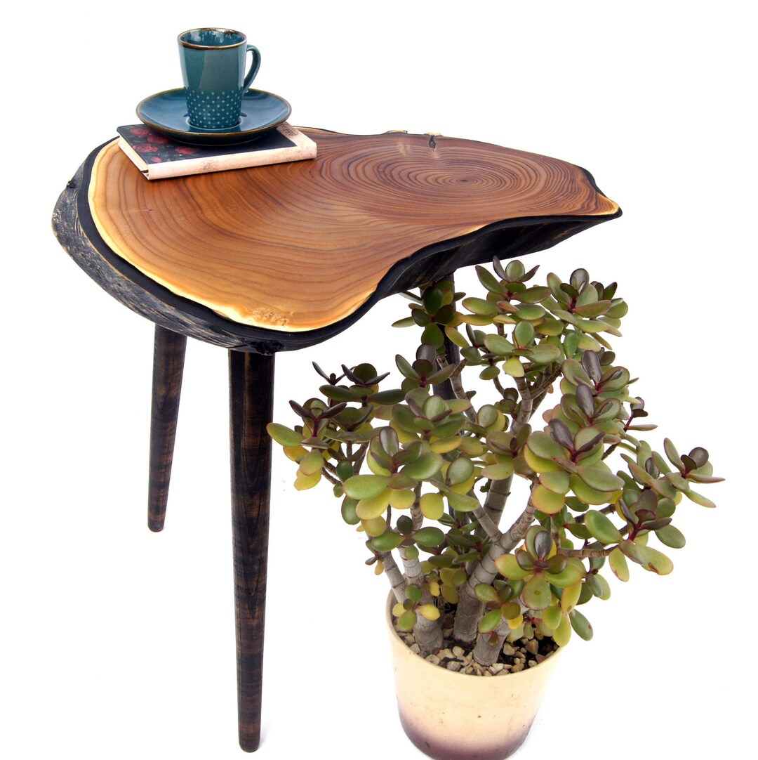 Wild Olive Wood Slab Side Table Small Personalized Live Edge Hardwood ...