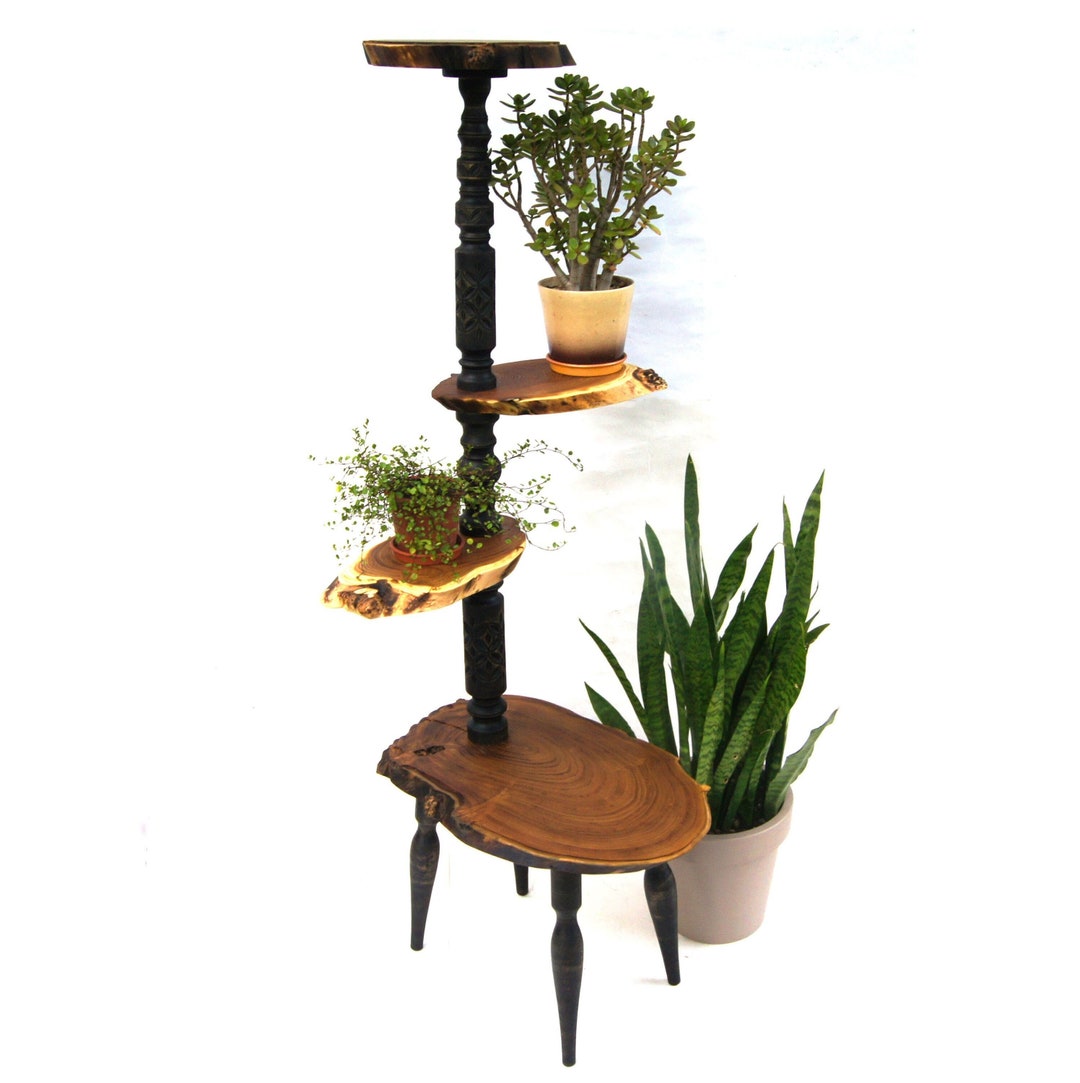 Tall 4-tier Wooden Plant Stand Indoor, Large Tree Stumps Planter Stand ...