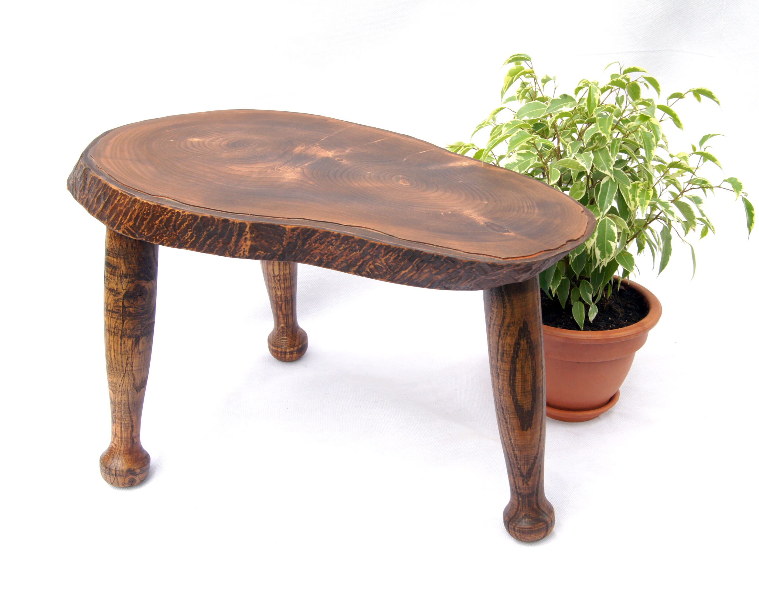 Large live edge wood slab plant stand indoor Wooden planter | Etsy