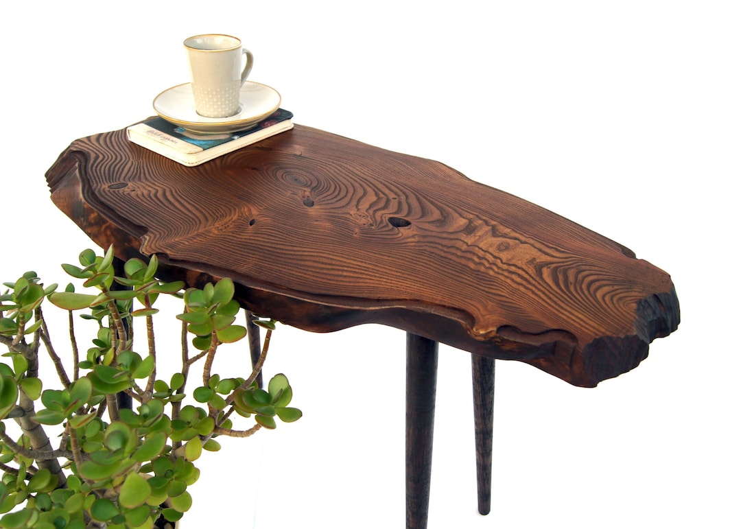 Small Live Edge Wood Slab Coffee Side Table Personalized Wild Olive ...