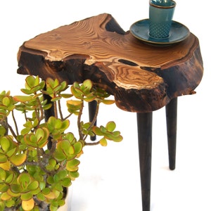 Small Live Edge Wood Slab Side End Table Personalized Wild - Etsy