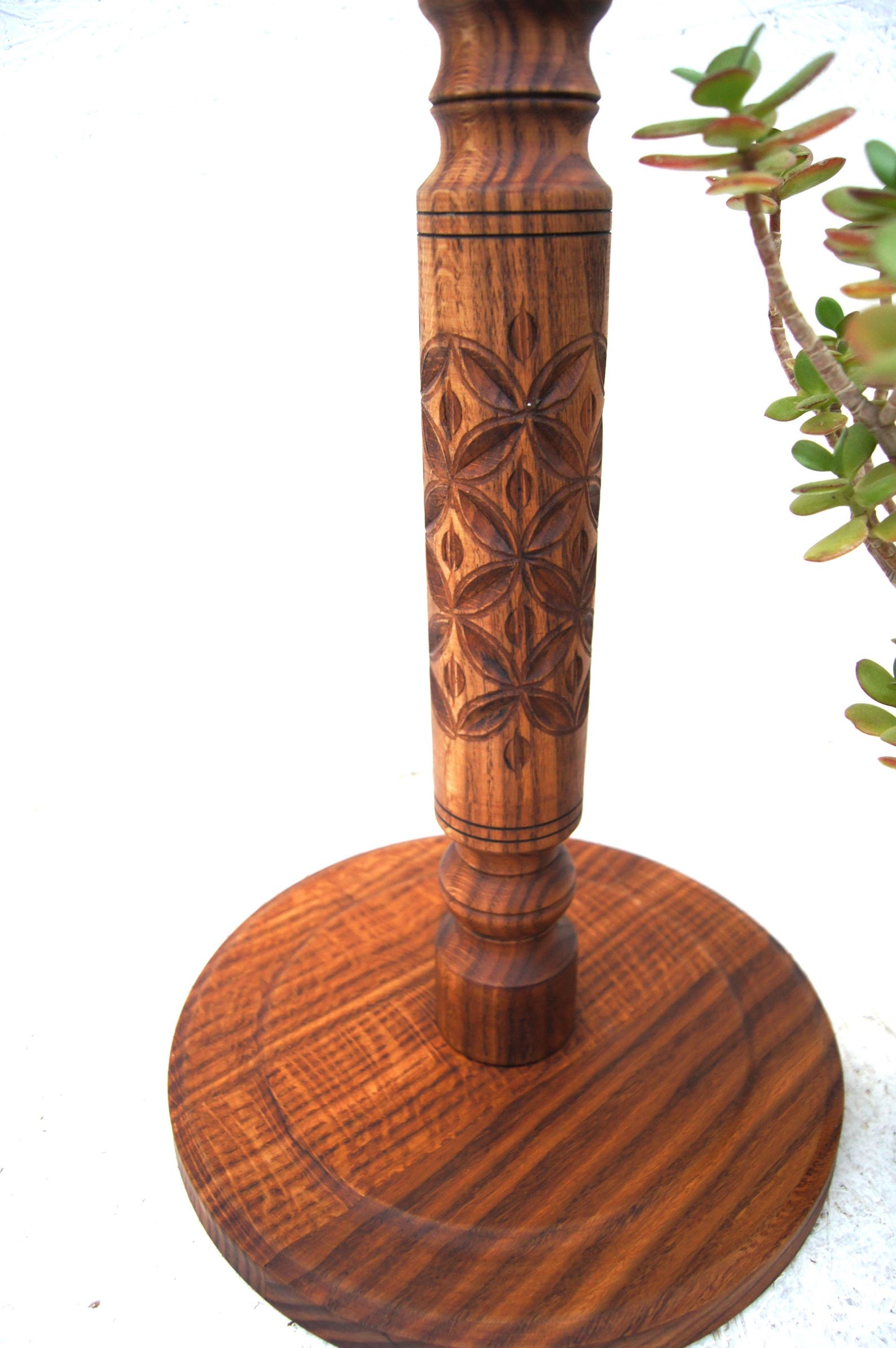 Tall Carved Wood Plant Stand; 36" Mid Century Modern Flower Pot Holder ...