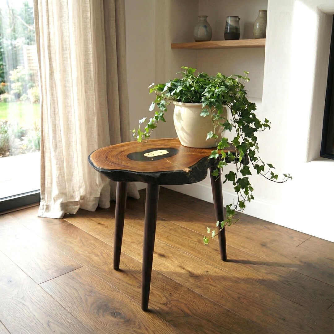 Small Live Edge Coffee Table; Wild Olive Wood & Epoxy Resin ...