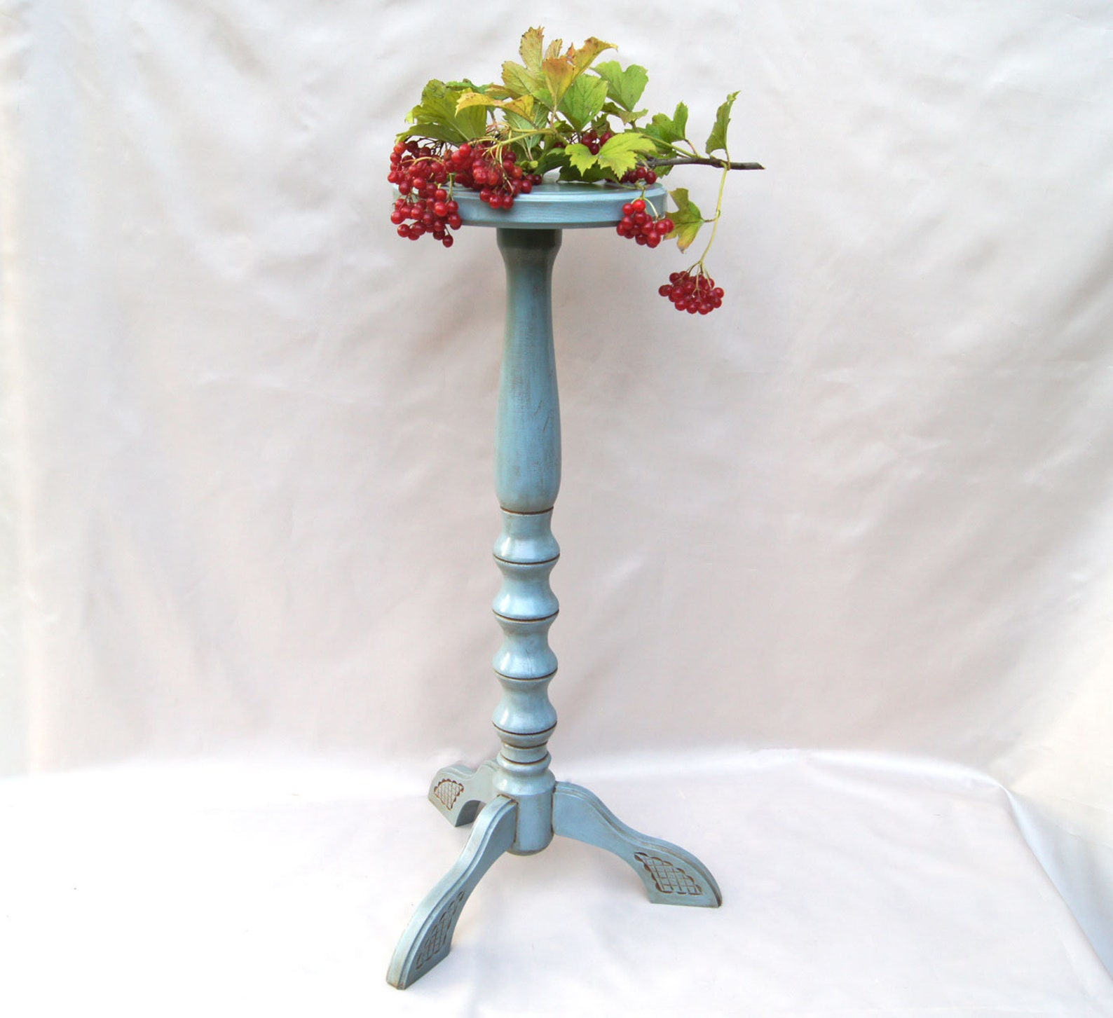 Wooden Plant Stand Indoor Pedestal Fern Stand Turquoise Wood - Etsy