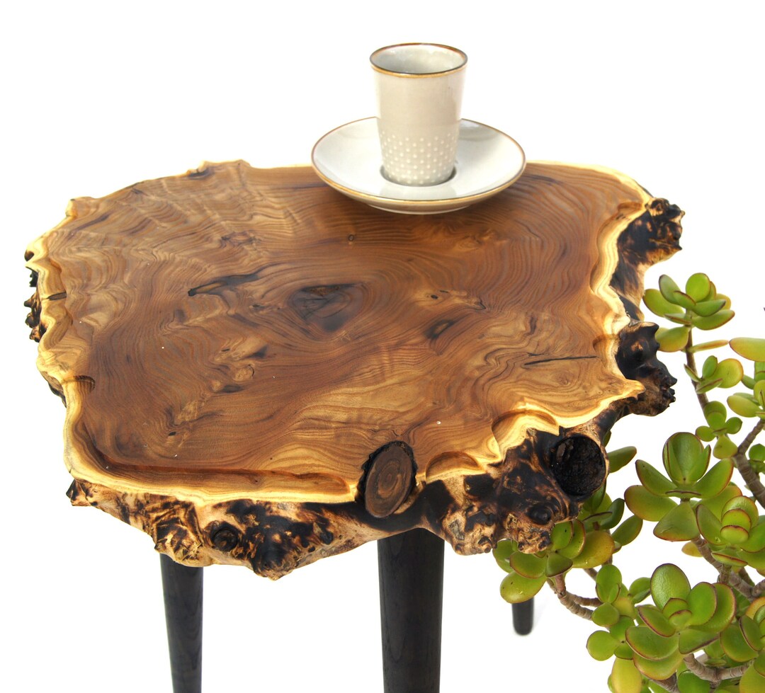 Small Live Edge Wood Slab Burl End Table Personalized Wild - Etsy