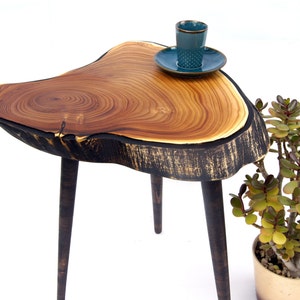 Wild Olive Wood Slab Side Table Small Personalized Live Edge Hardwood ...