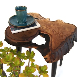 Small Live Edge Wood Slab Side End Table Personalized Wild - Etsy