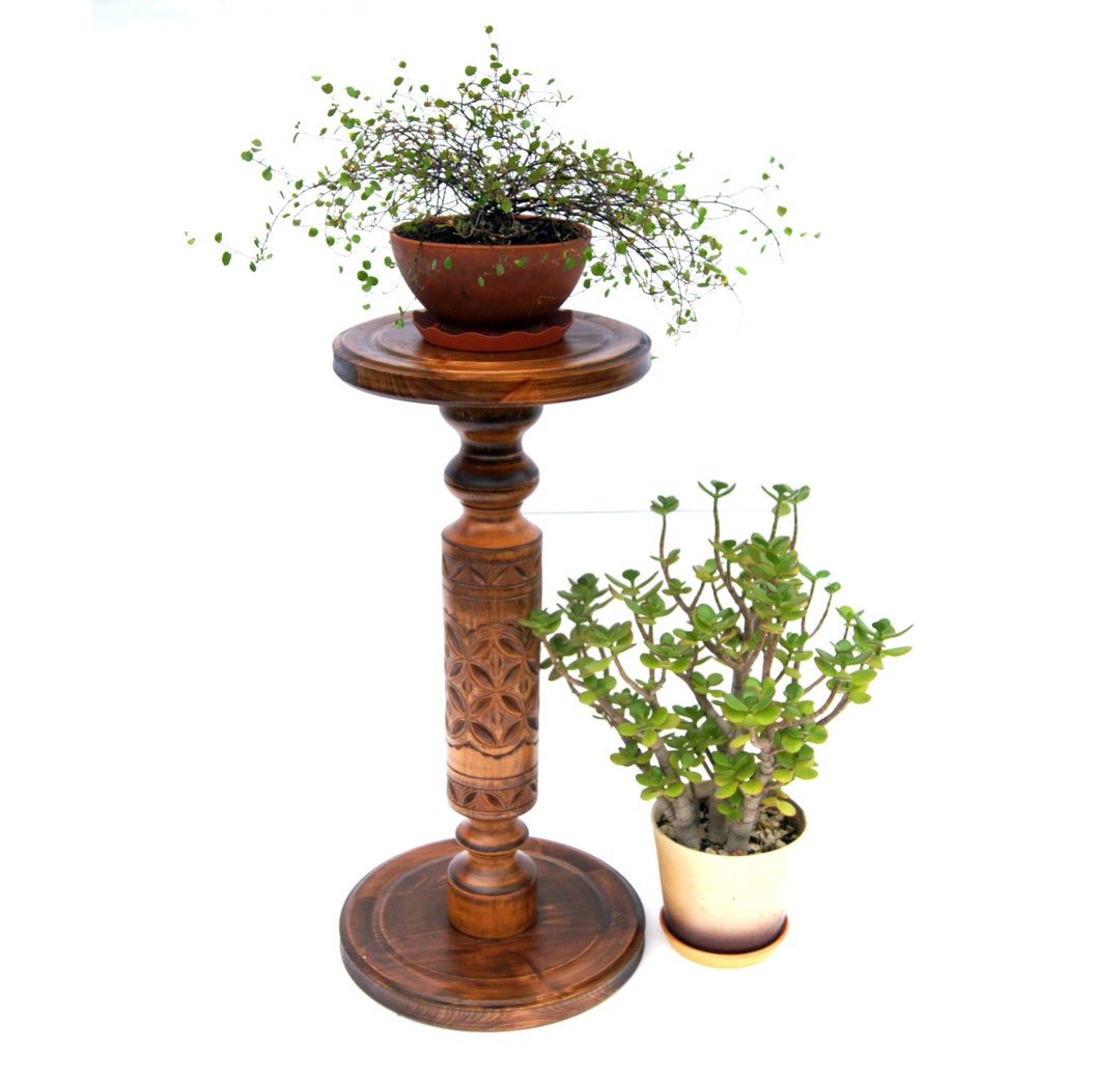 Tall Wood Planter Stand Indoor Wooden Carved Plant Stand Large Fern ...