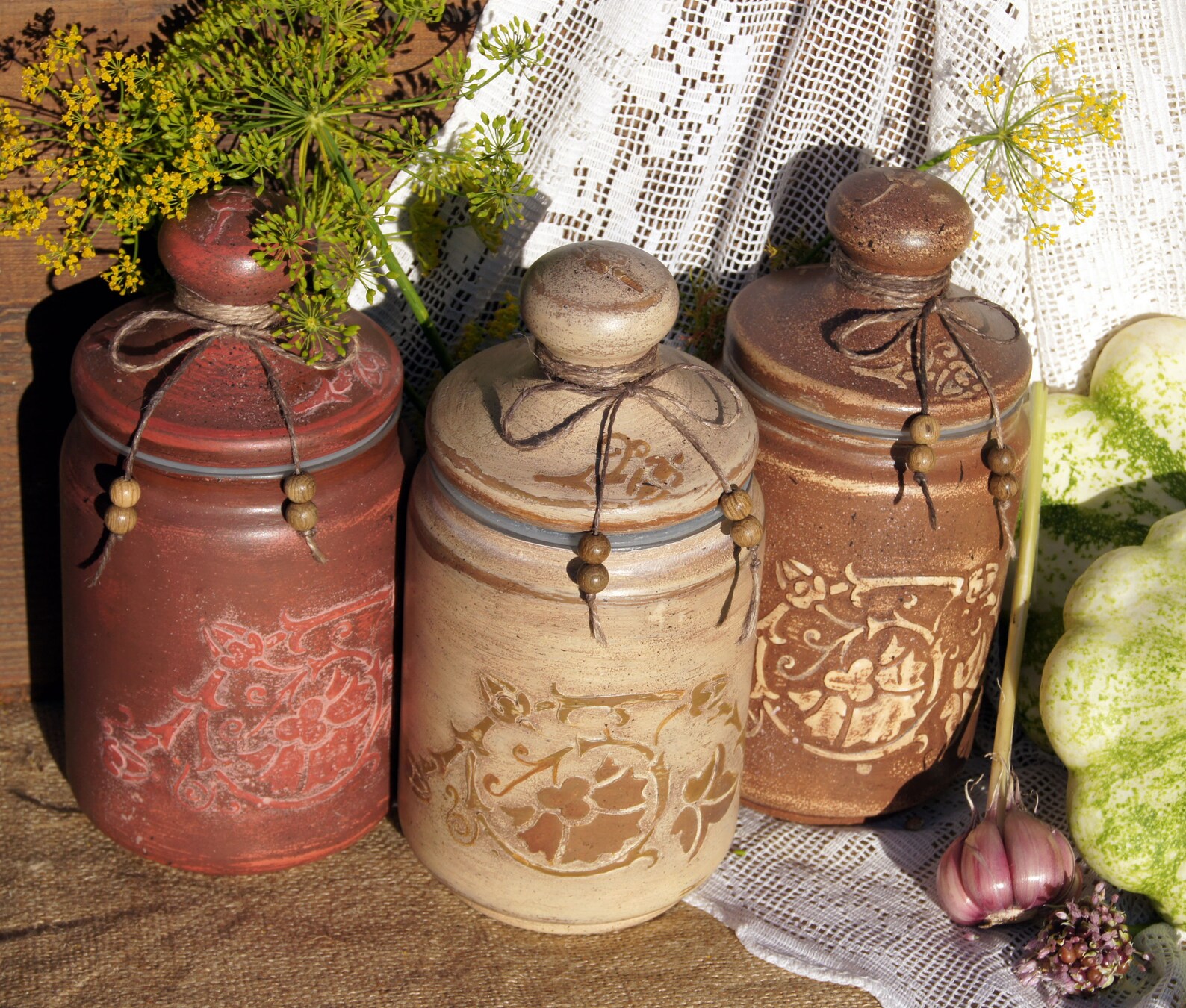 Set of 3 Glass Kitchen Canisters Rustic Canisters Set French - Etsy