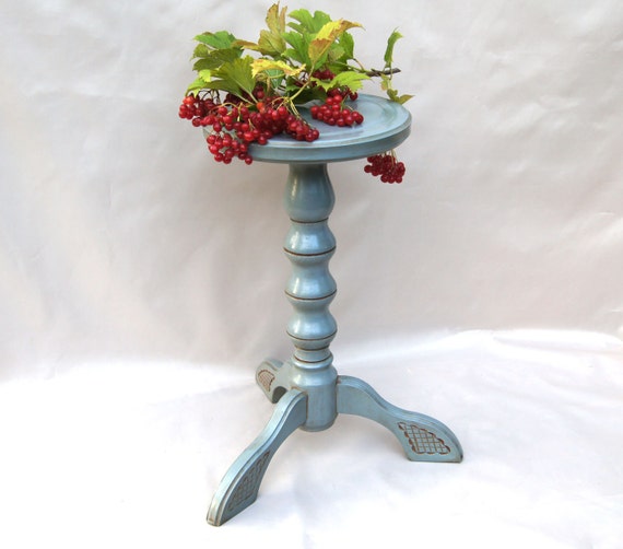 Wooden Plant Stand Indoor Pedestal Fern Stand Turquoise Wood - Etsy