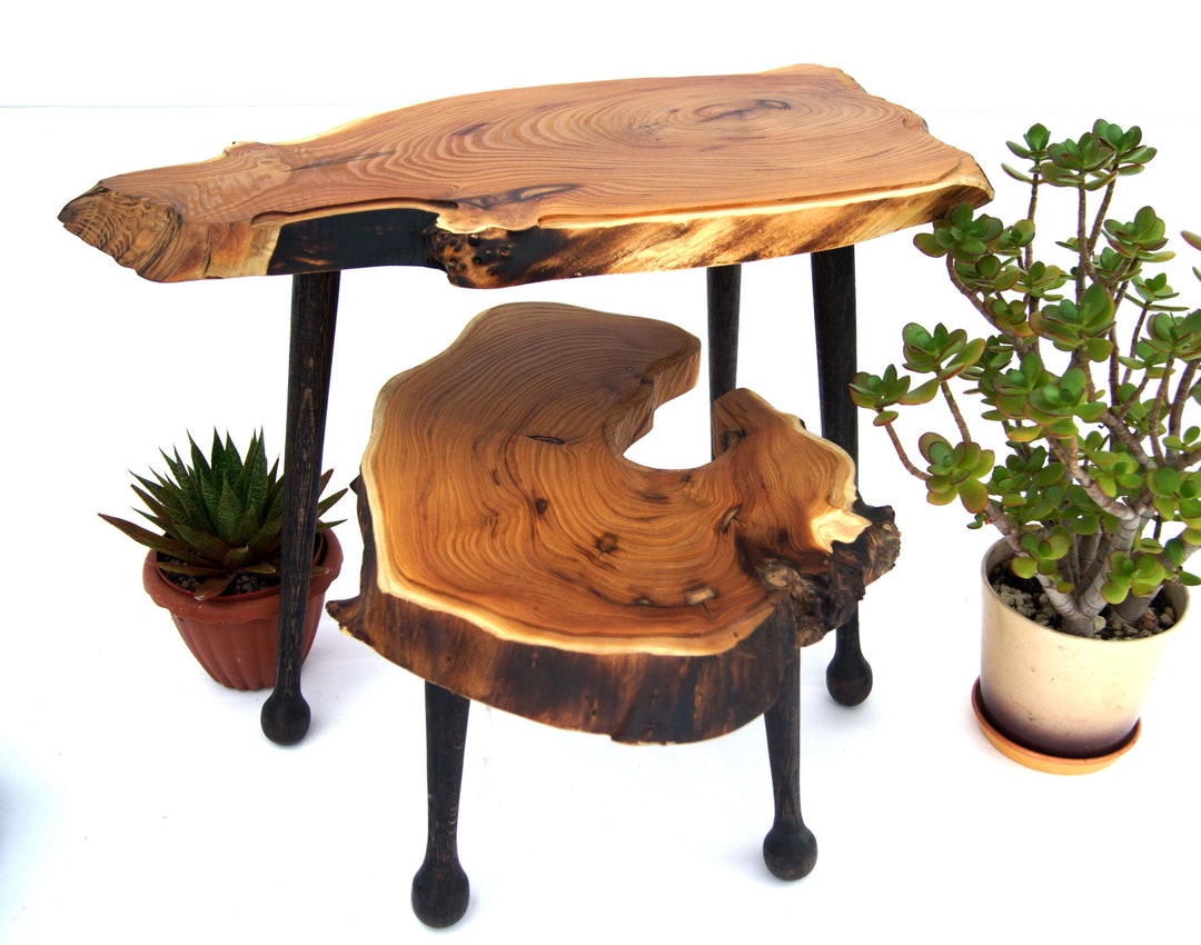 Set of Live Edge Wood Slab Coffee Tables Pair of Personalized Wild ...