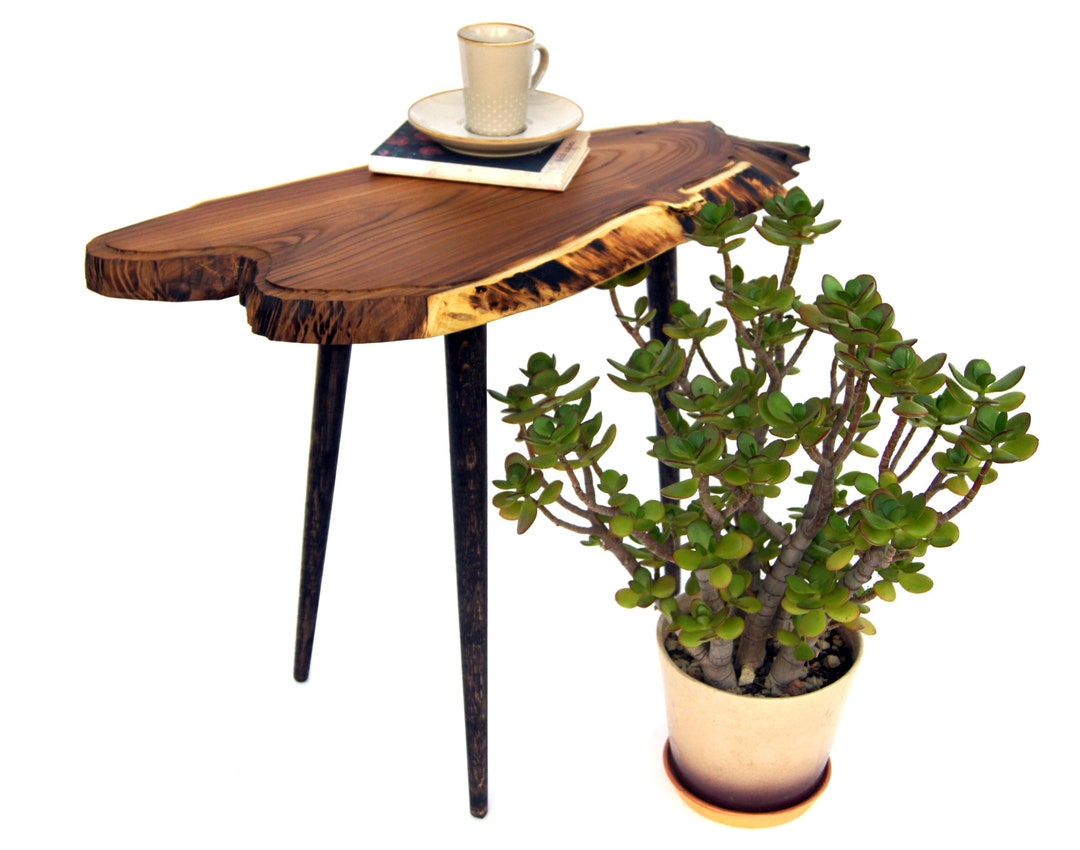 Personalized Wooden Coffee Side Table Live Edge Wild Olive Wood Slab ...