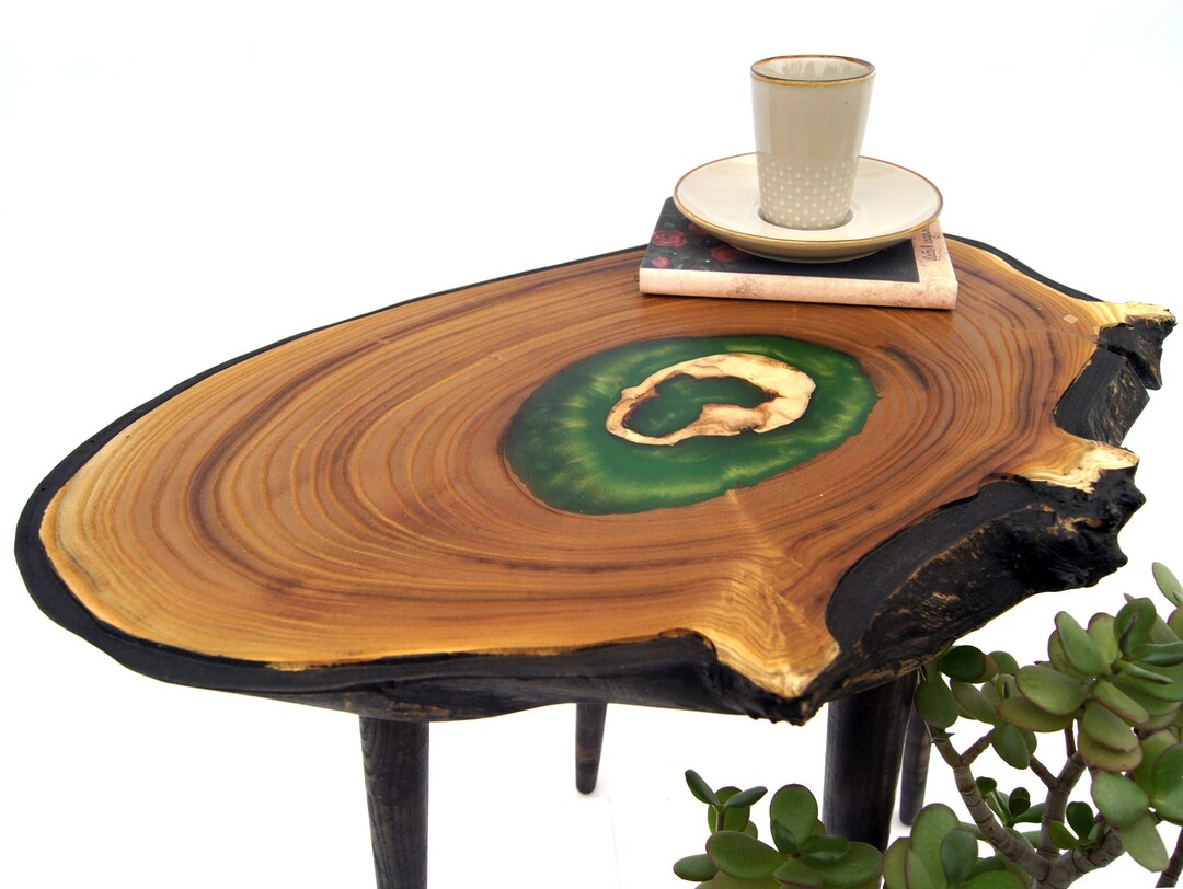 Personalized Wild Olive Wood Coffee Side Table Live Edge Wood Slab ...