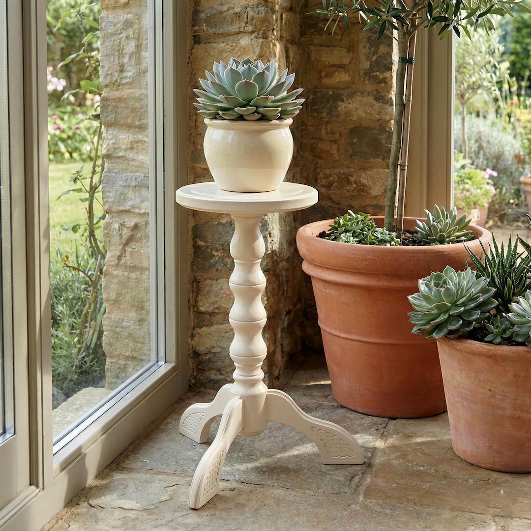 Tall Painted Wood Planter Stand; Mid Century Modern Plant Pot Holder ...